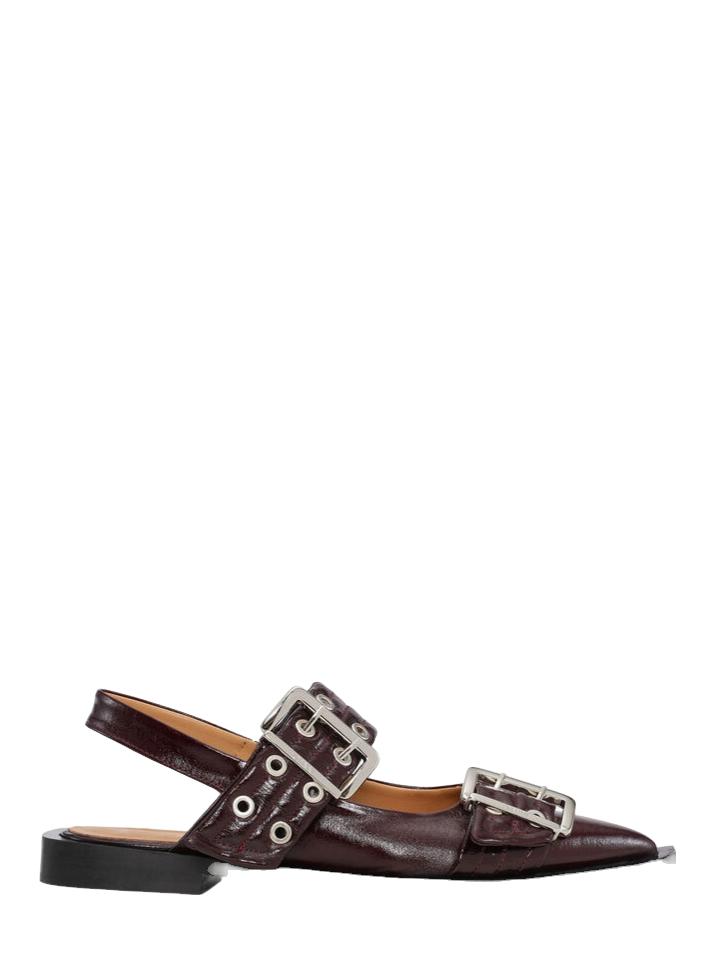 GANNI Ganni Pointed Toe Buckle Ballerinas